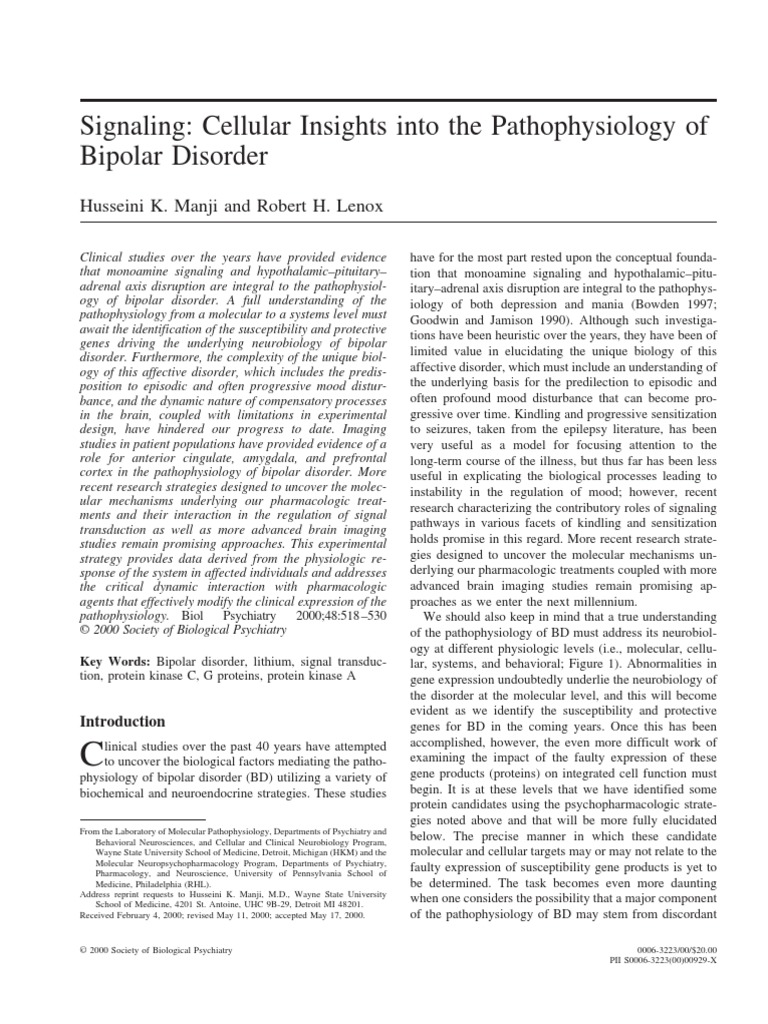 Patofis Bipolar | PDF | Cell Signaling | Bipolar Disorder