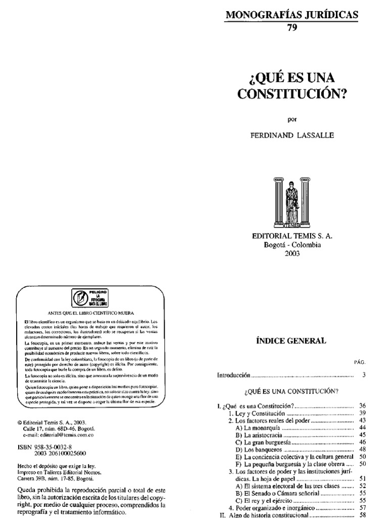 Ferdinand Lassalle Que Es La Constitucion Pdf Pdf