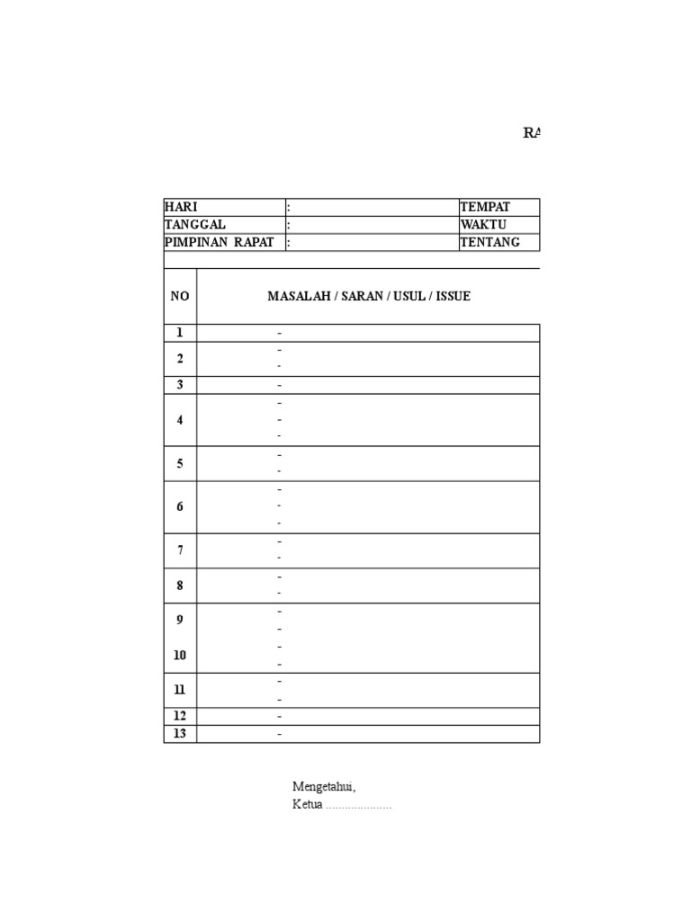 Format Notulen Rapat | PDF