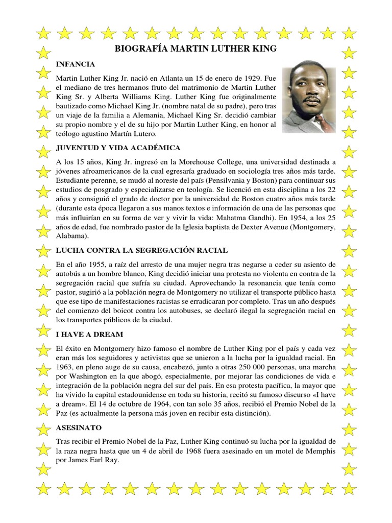 Biografía Martin Luther King | PDF | Martin Luther King hijo ...