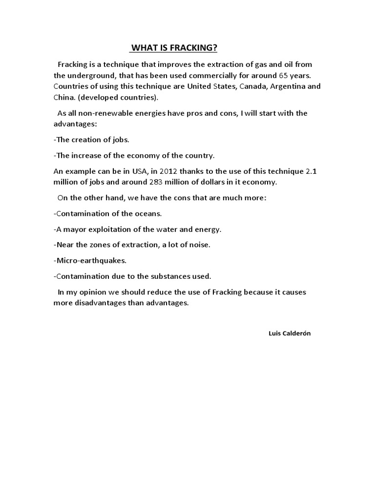 Understanding Fracking: Pros and Cons | PDF