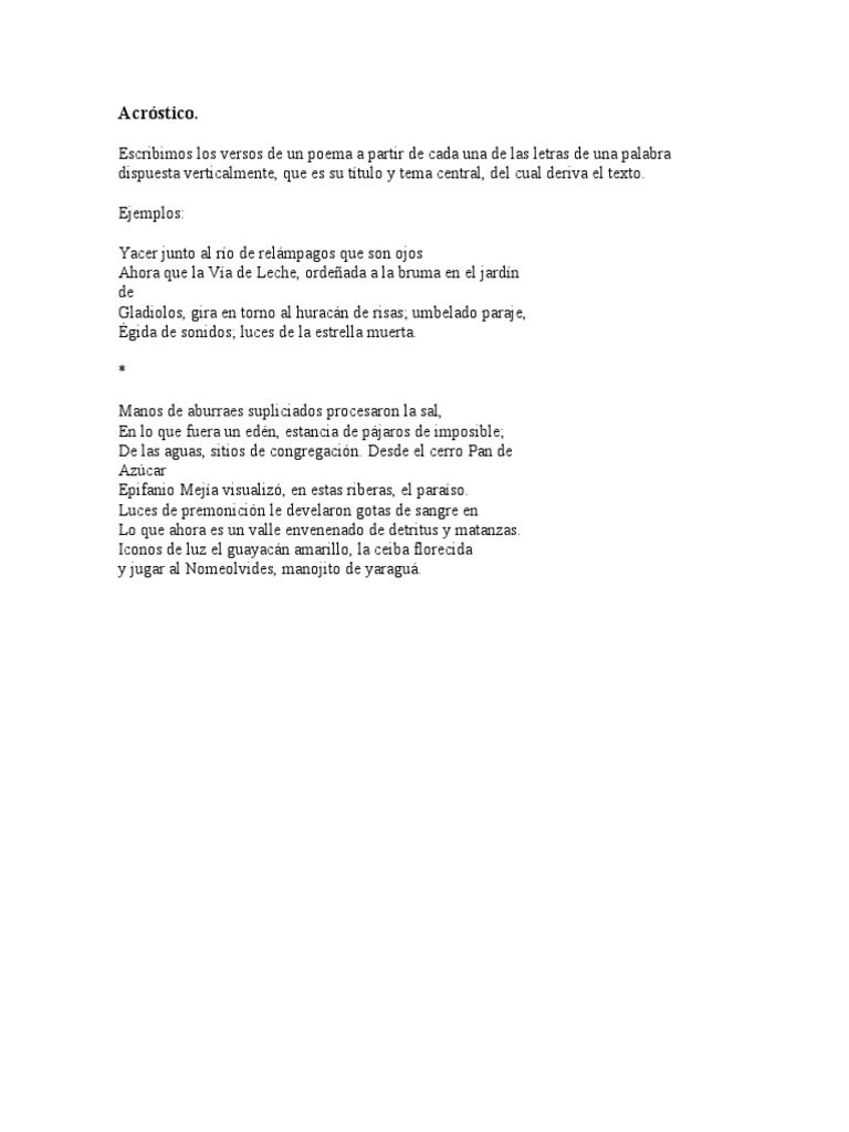 Ejemplos de Acrósticos Creativos | PDF
