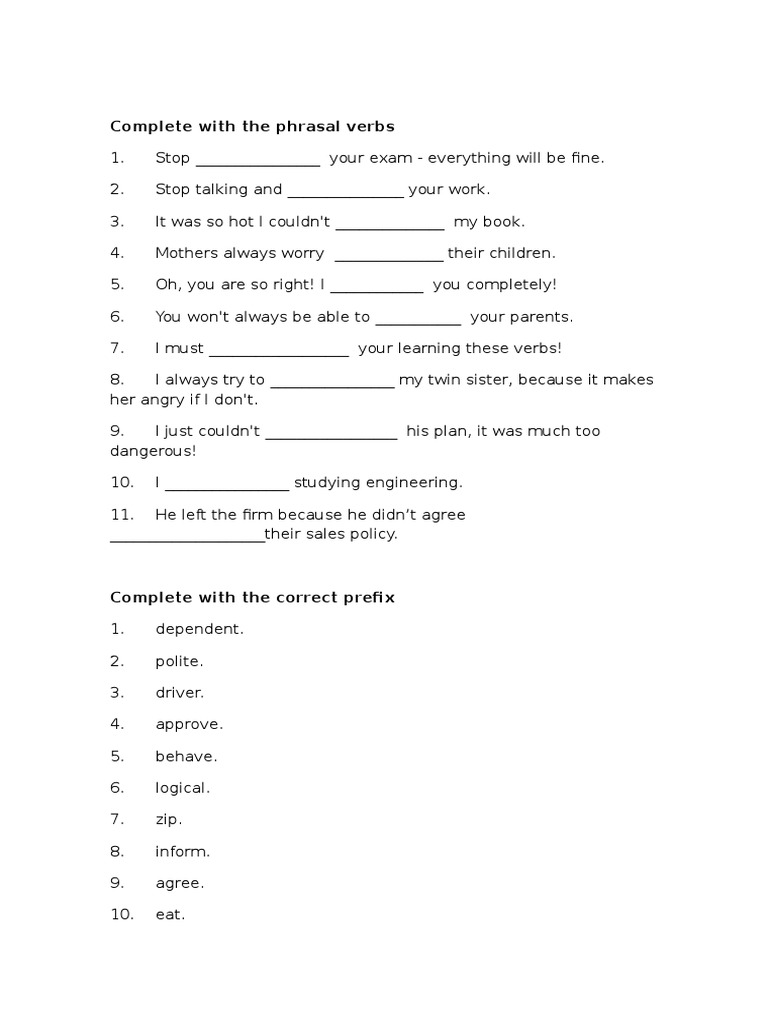 Complete With The Phrasal Verbs | PDF | Languages