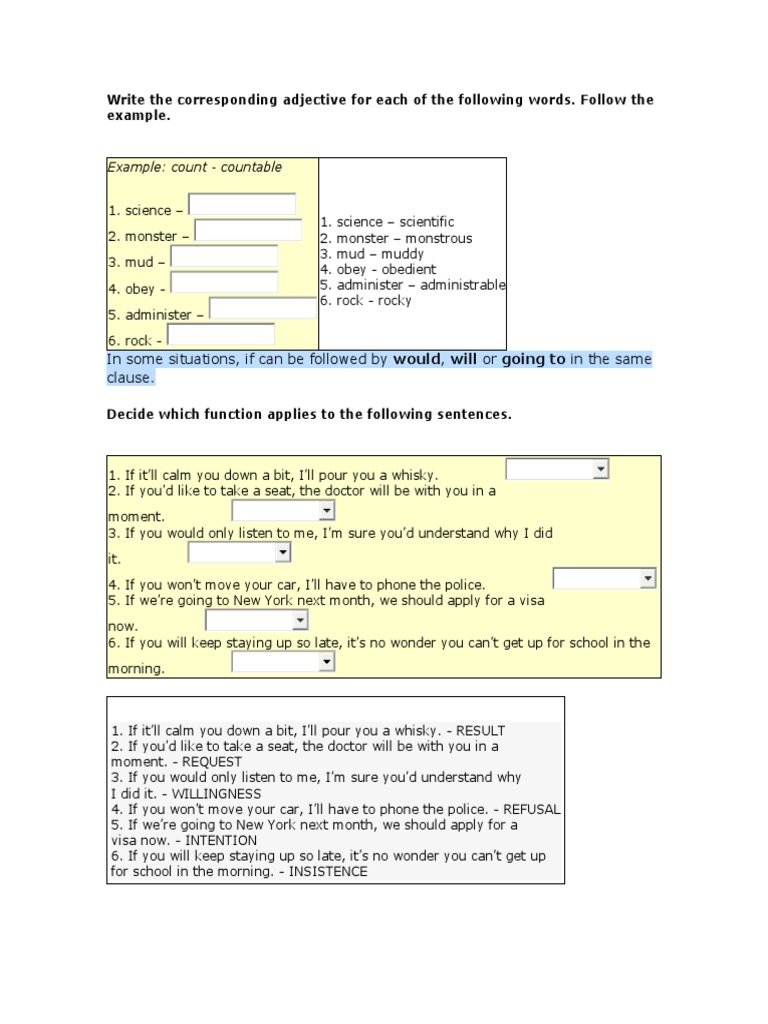 Adjective and Sentence Structure Guide | PDF | Syntax | Grammar