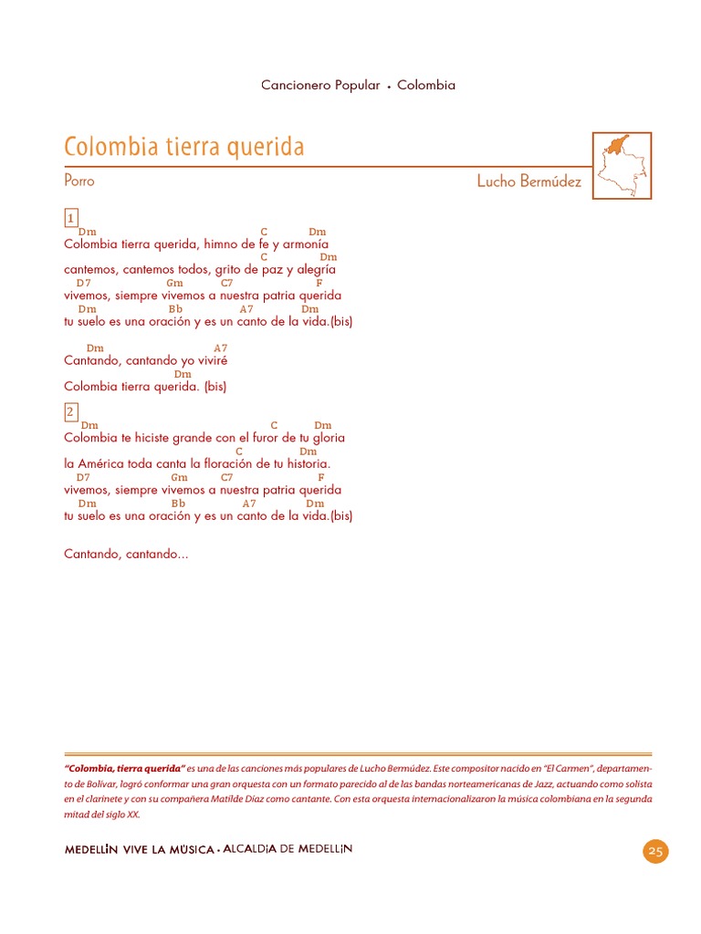 Colombia Tierra Querida (Letra) | PDF