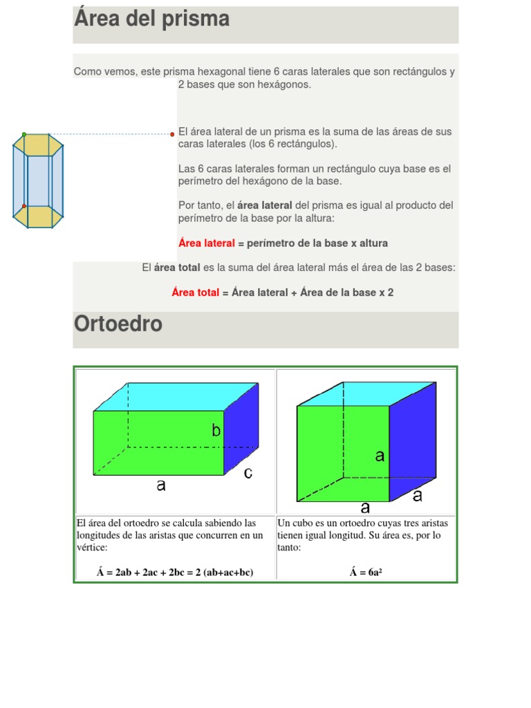 Área Del Prisma | PDF | Formas geométricas | Geometría Convexa