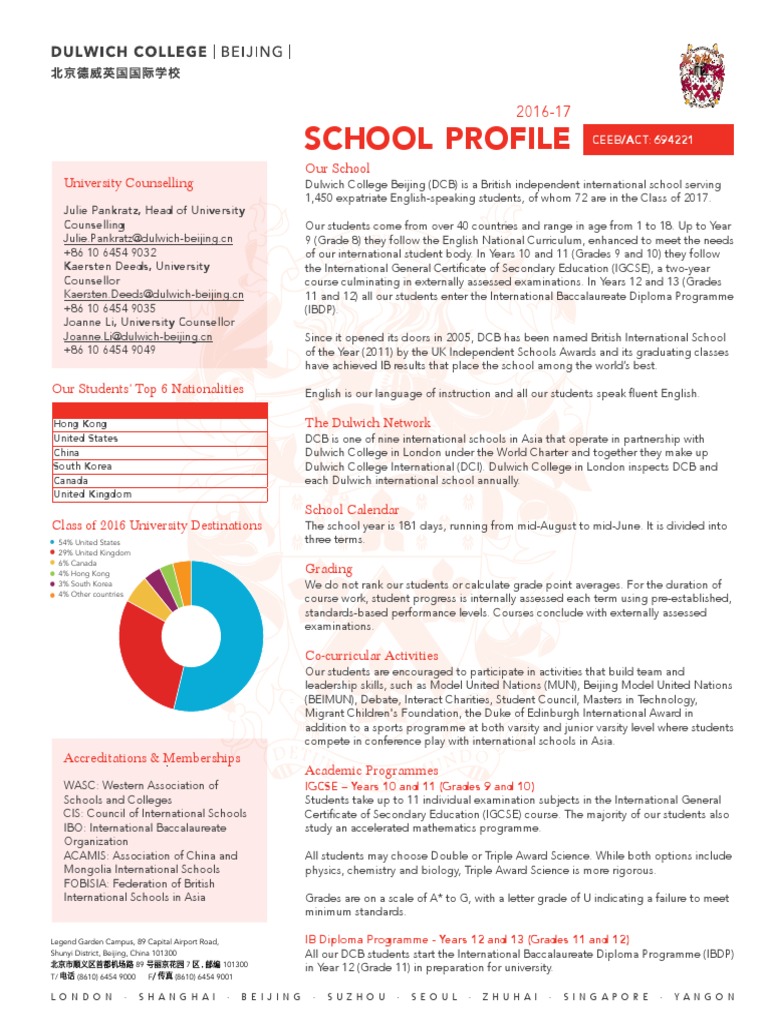 2016-17 DCB School Profile Final | PDF | School Types | Schools