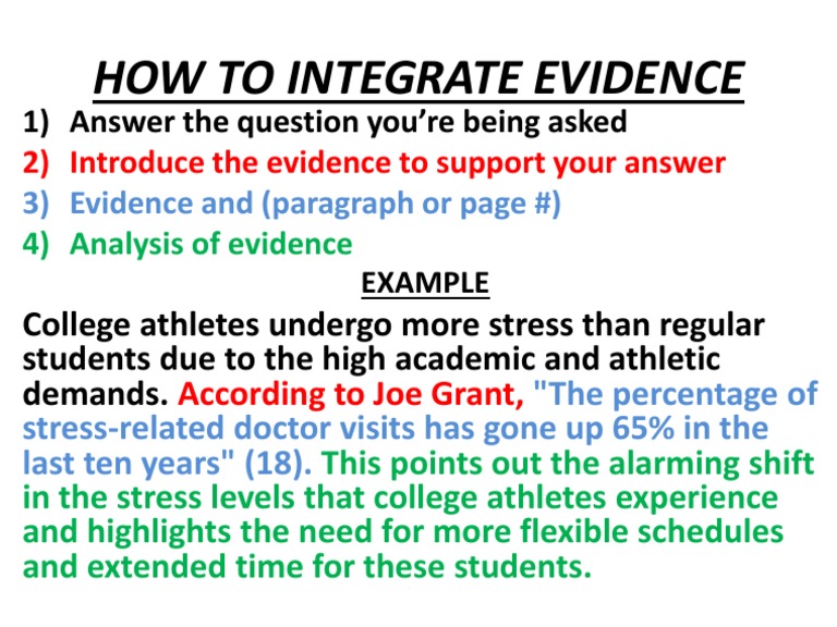 How To Integrate Evidence: 1) Answer The Question You're Being Asked | PDF