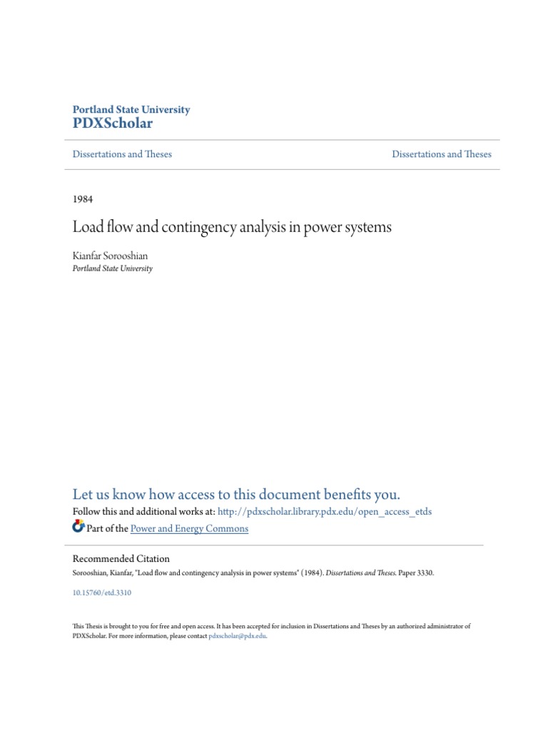 Load Flow and Contingency Analysis in Power Systems | PDF | Thesis | Electrical Impedance