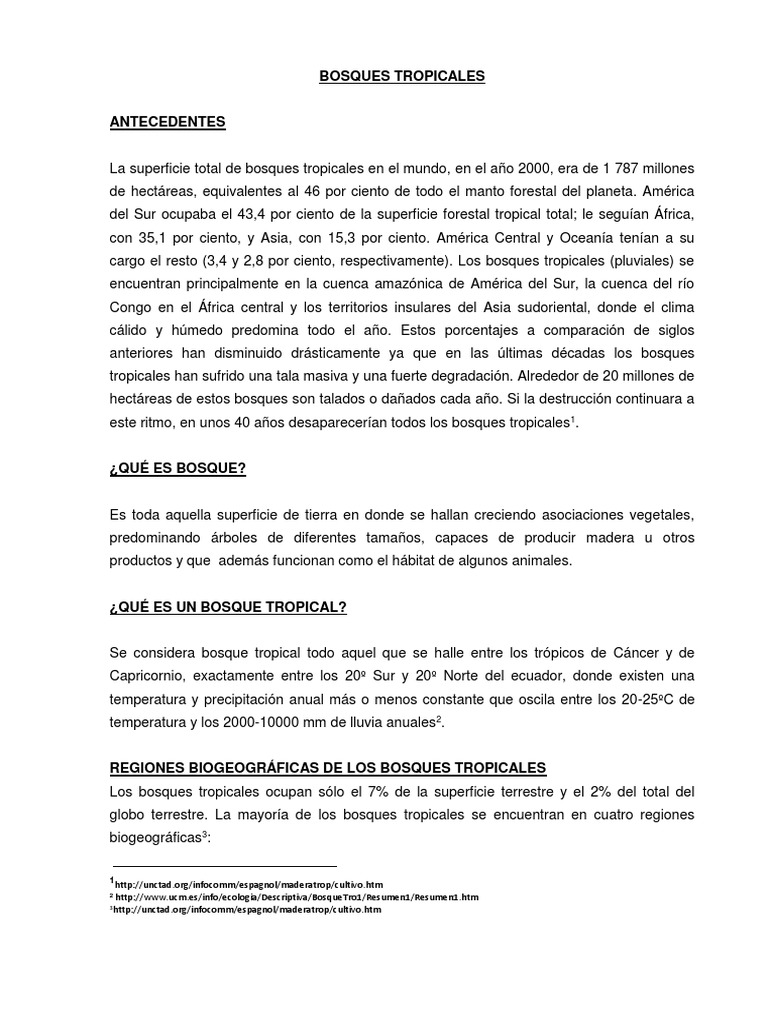 Bosques Tropicales Trabajo Final | PDF | Los bosques | Deforestación
