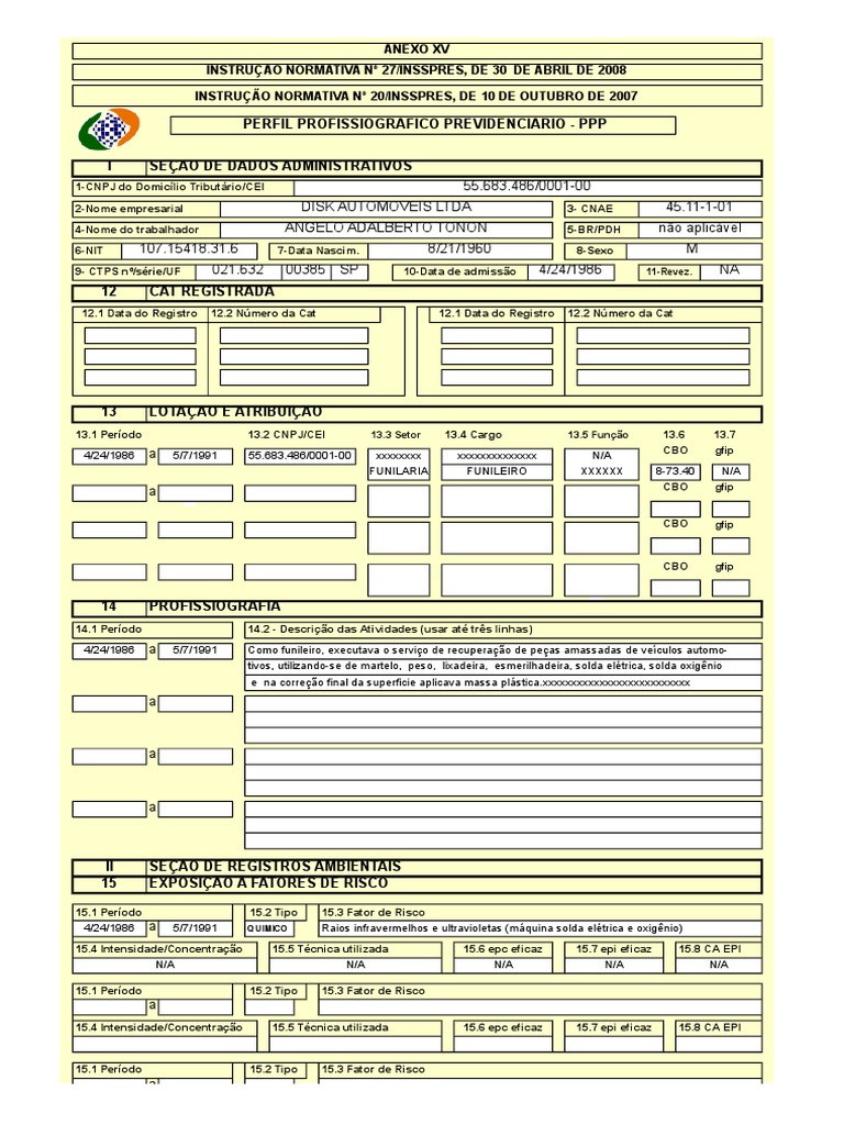 Formulario PPP | PDF | Justiça | Crime e Violência