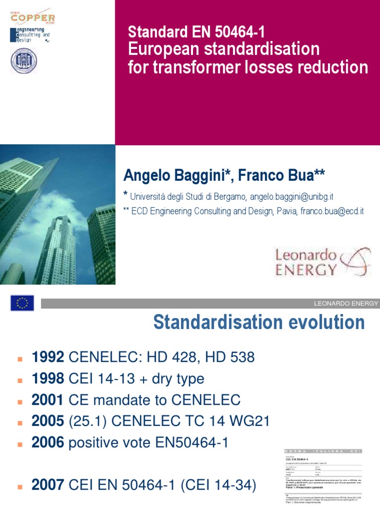 EN 50464-1: Transformer Loss Reduction Standards | PDF | Temporal Rates ...