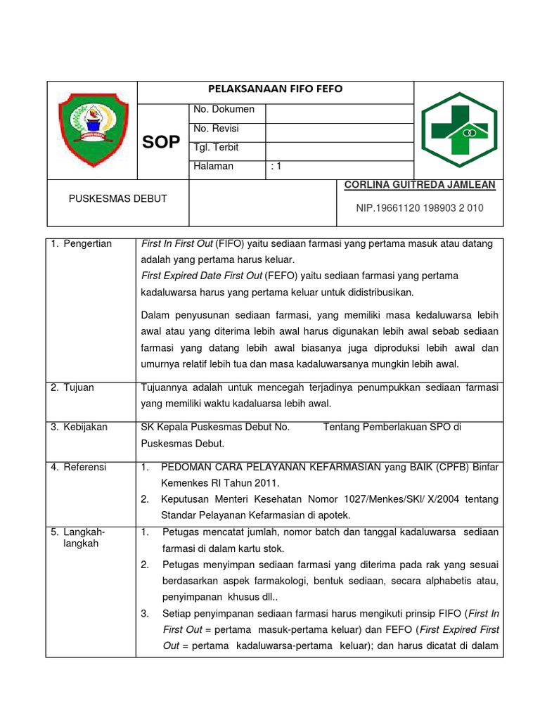 Pelaksanaan FIFO dan FEFO dalam Farmasi | PDF