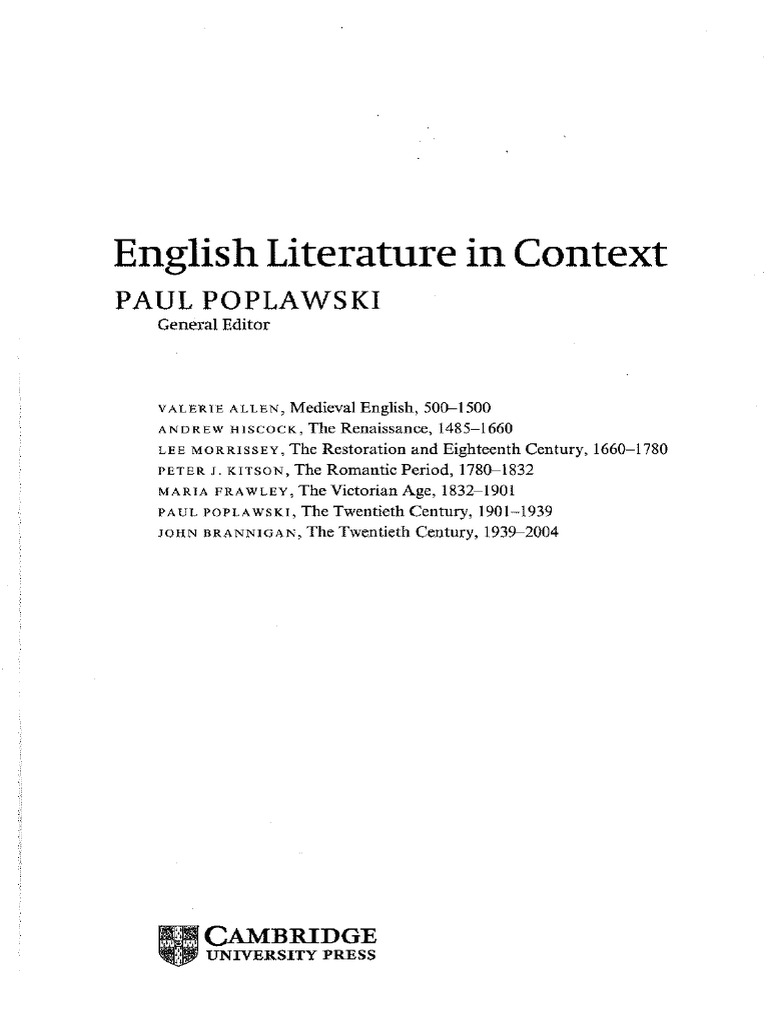 English Literature in Context (Dragged) | PDF