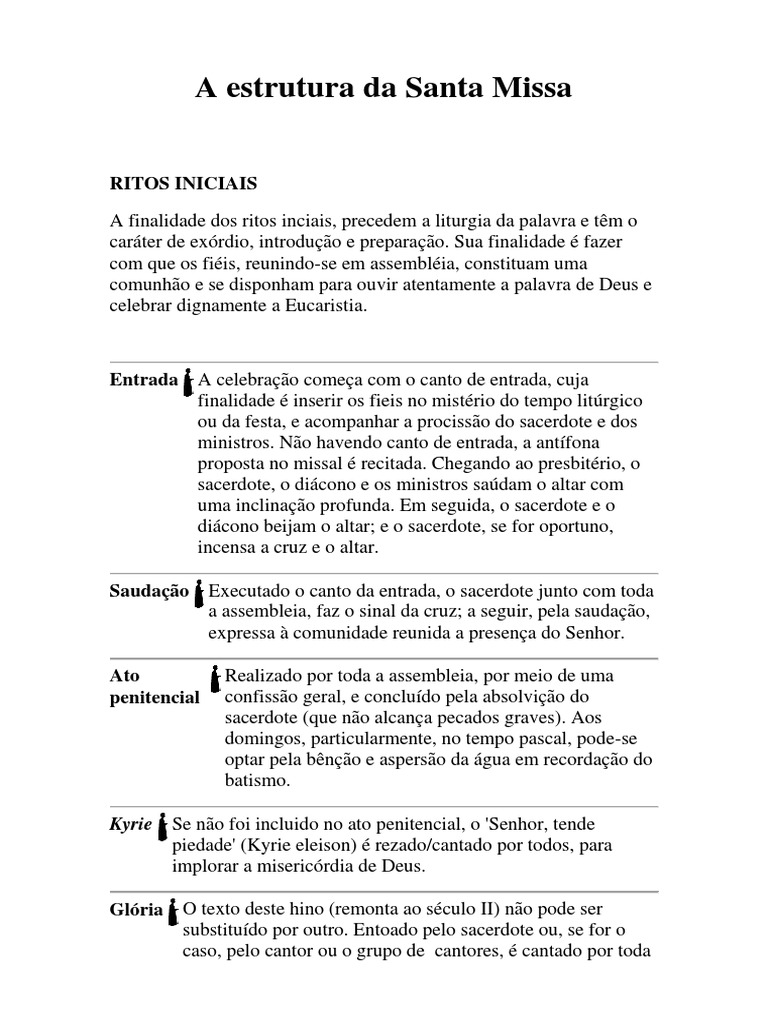 A Estrutura Da Santa Missa | Eucaristia | Liturgia