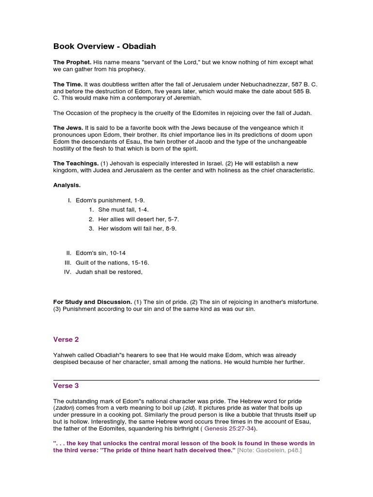 Obadiah - Expository Notes of Dr. Thomas Constable | PDF | Bible ...