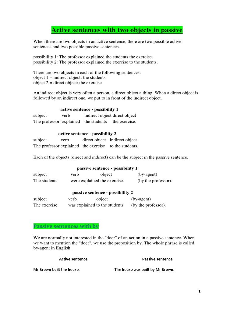 Passive With Two Objects | Rules | Language Mechanics