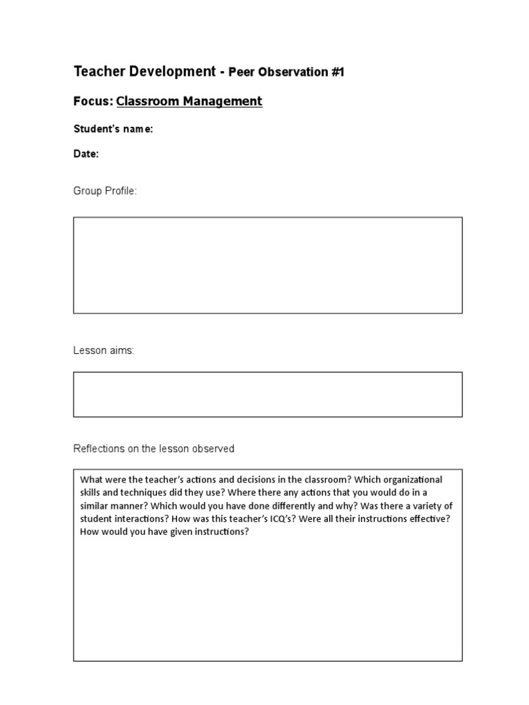 Peer Observation 1 - TD | PDF