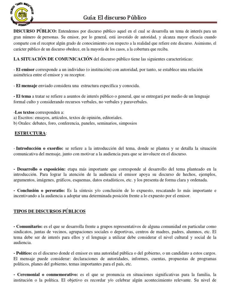 Esquema Del Discurso Ceremonial