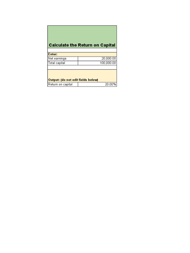 Return On Capital Calculator | PDF | Economies | Business