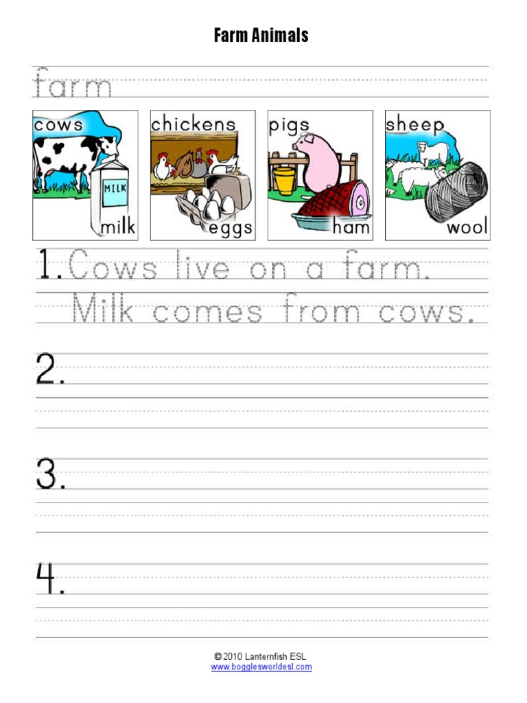 Farm Animals: © 2010 Lanternfish ESL | PDF
