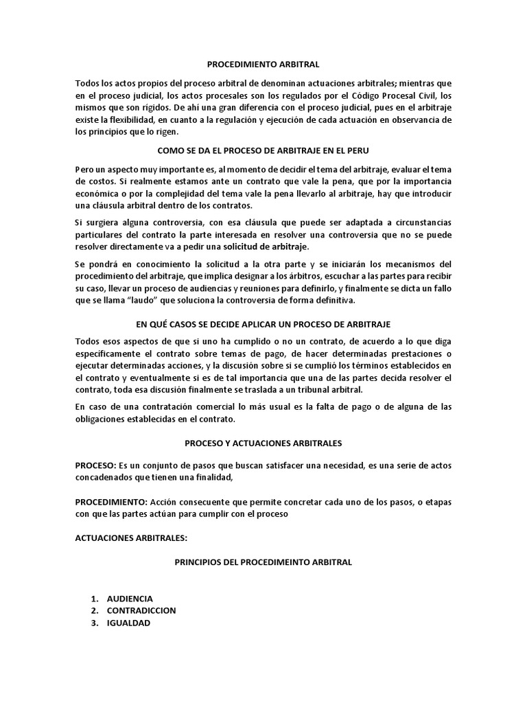 Procedimiento Arbitral | PDF | Arbitraje | Ley procesal