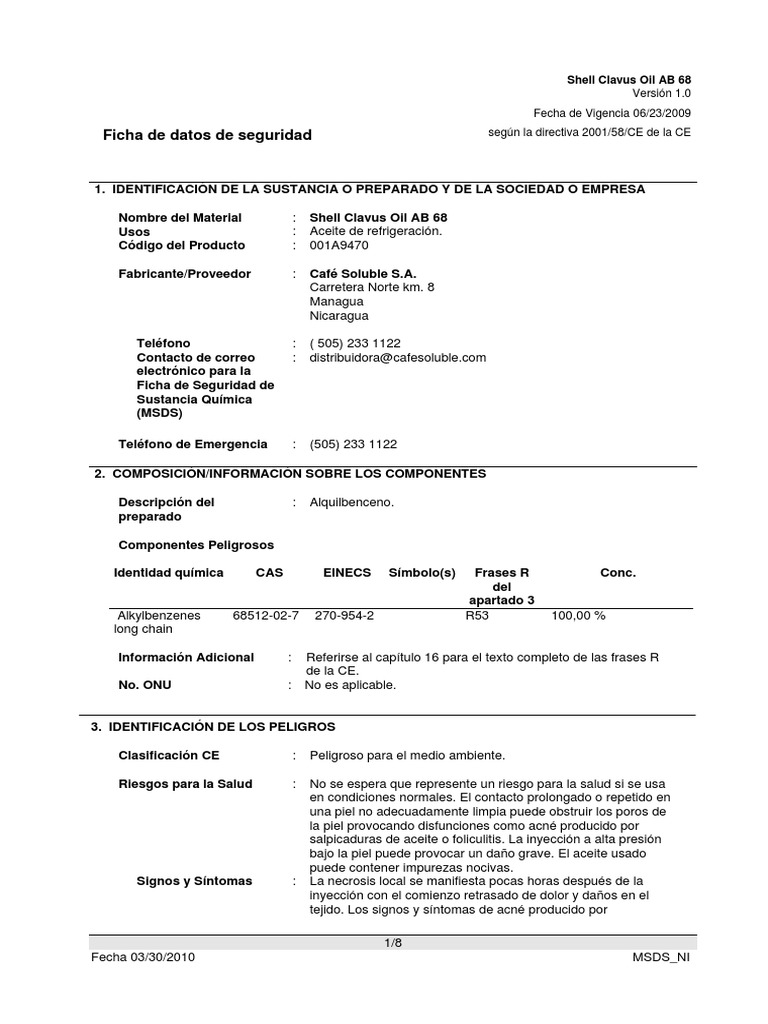 Msds - Clavus Ab 68 | Descargar gratis PDF | Herida | Guante