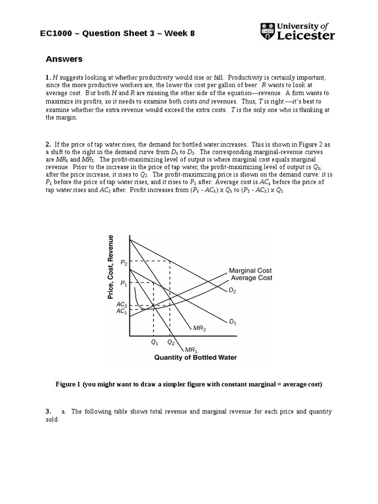 EC1000 Tutorial3 Answers | PDF | Profit (Economics) | Demand
