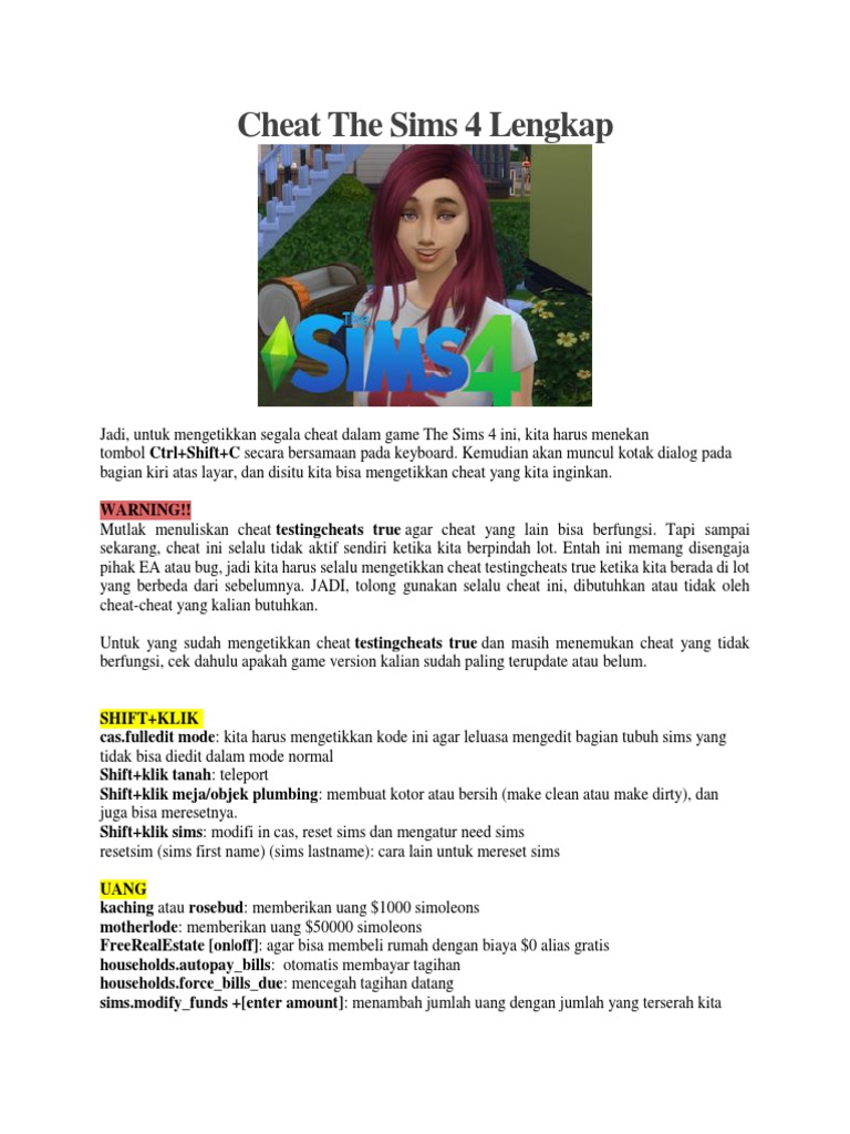 Cheat The Sims 4 Lengkap | PDF