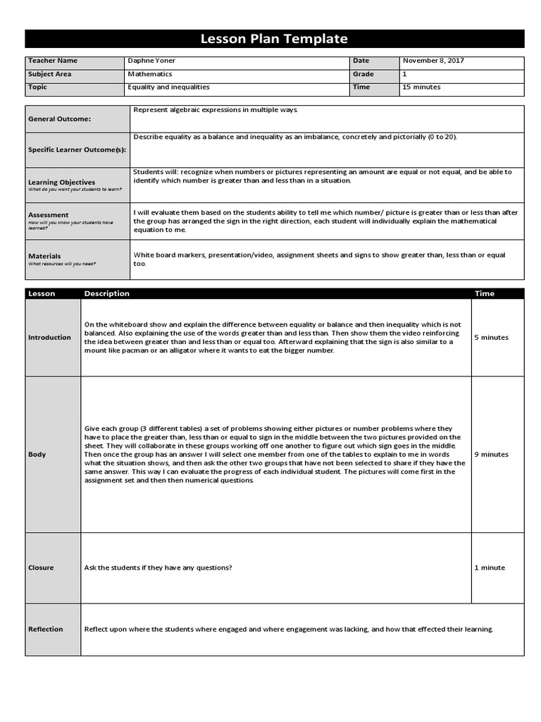 microteach lesson plan template | Lesson Plan | Quality Of Life