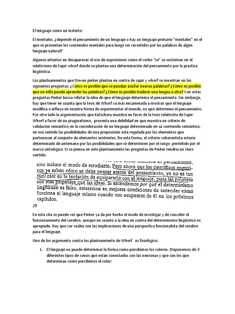 Lenguaje y pensamiento: Pinker vs. Whorf | PDF | Relativismo | Palabra