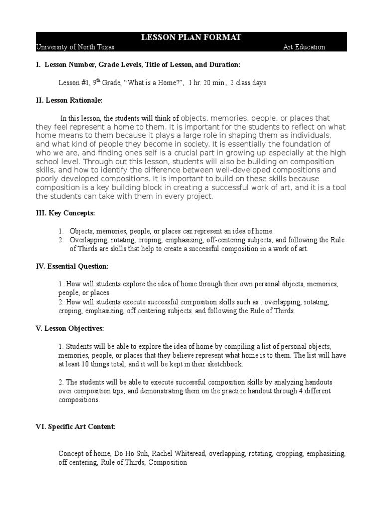 Lesson Plan Format: I. Lesson Number, Grade Levels, Title of Lesson ...