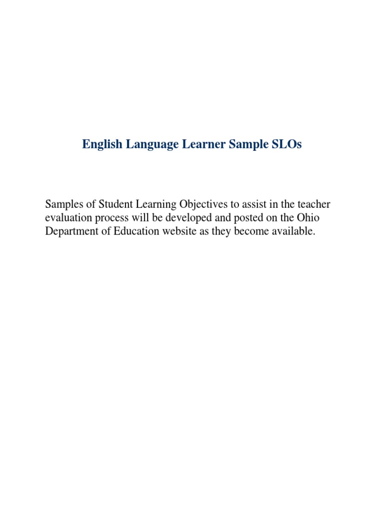 ELL Sample SLOs Placeholder | PDF