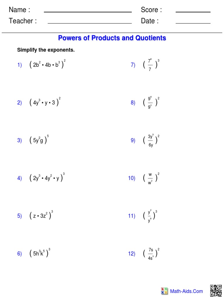 Powers of Products and Quotients | PDF