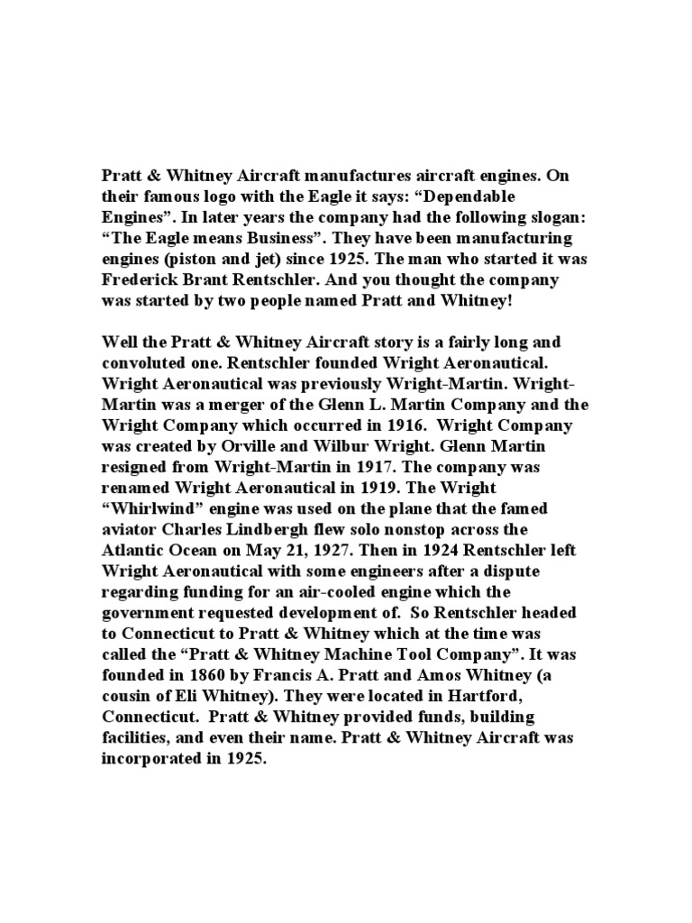 Pratt & Whitney Aircraft | PDF | Aerospace Companies Of The United ...