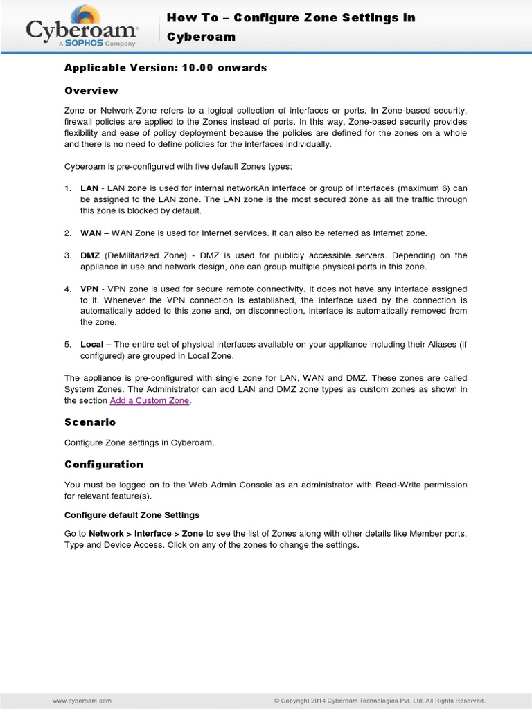 How To - Configure Zone Settings in Cyberoam | PDF | Virtual Private ...