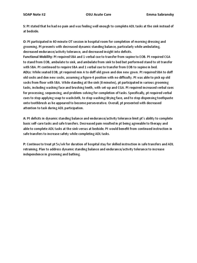 Soap Note For E-Portfolio | PDF | Wellness