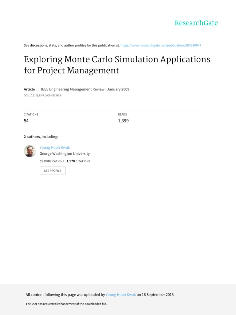 Exploring Monte Carlo Simulation Applications For Project Management ...