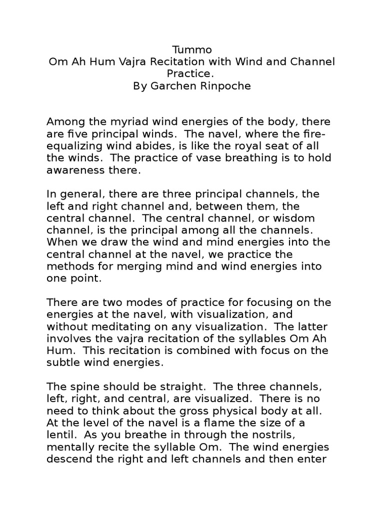 Om Ah Hung Tummo | PDF | Chakra | Meditation