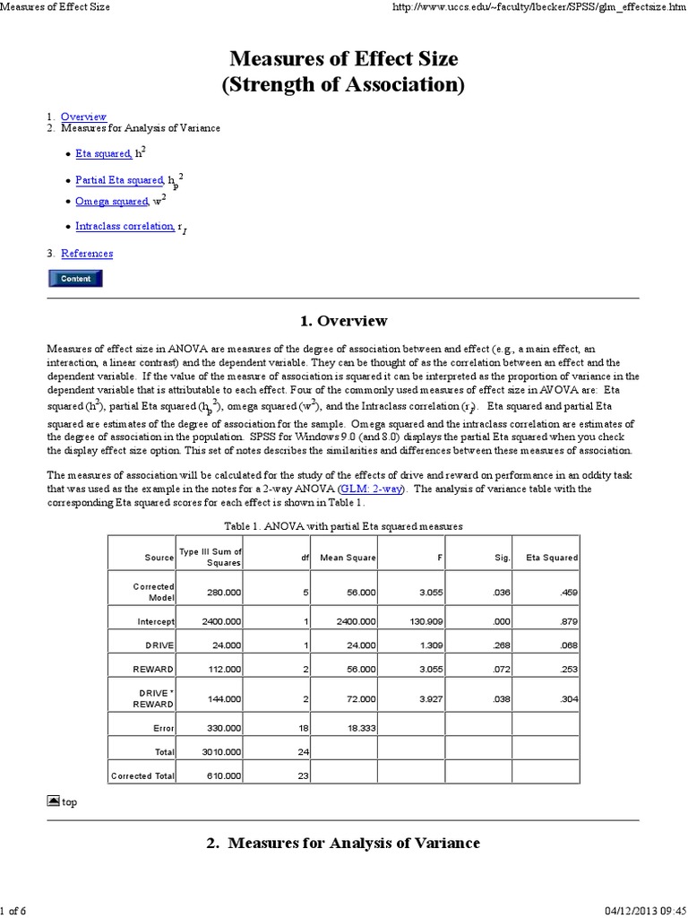 Measures of Effect Size | PDF | Effect Size | Errors And Residuals