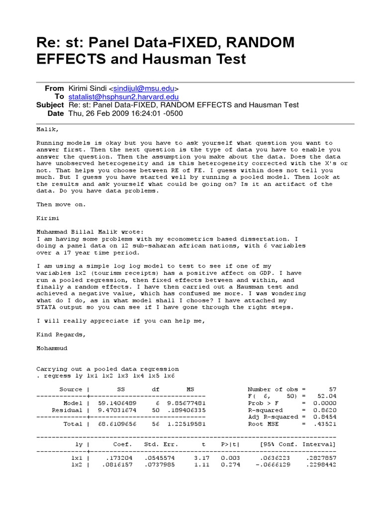 Stata Panel Data 01 | PDF | Regression Analysis | Statistical Analysis