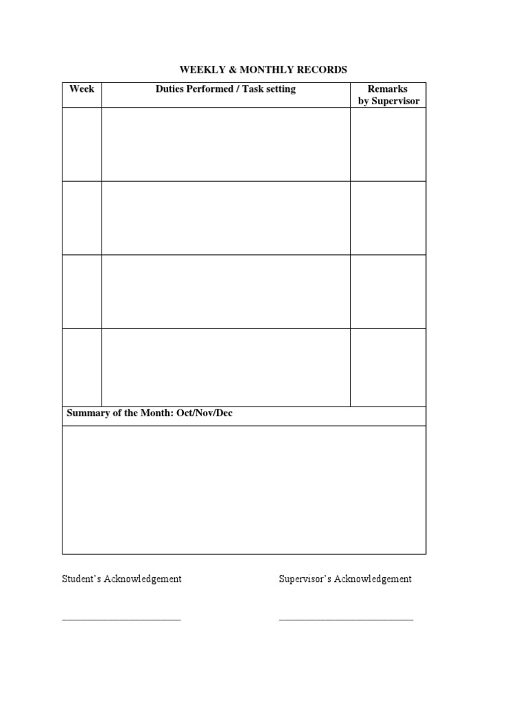 Logbook Format For Academic Internship | PDF