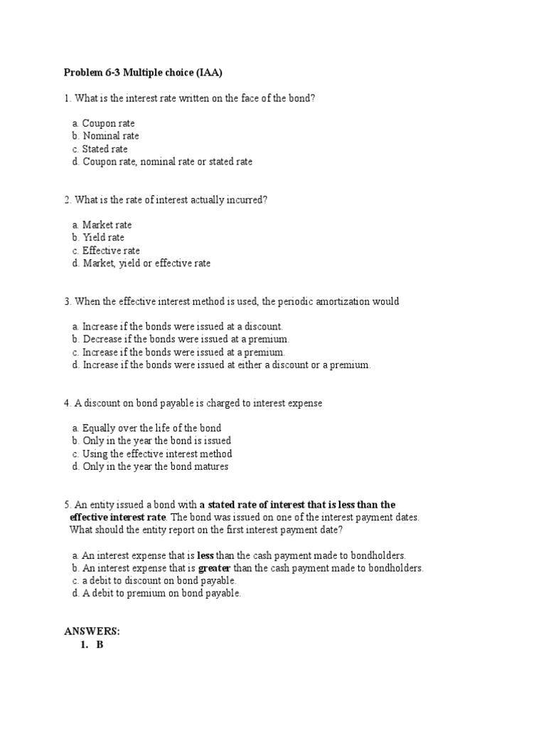 Problem 6-3 Multiple Choice (IAA) | PDF