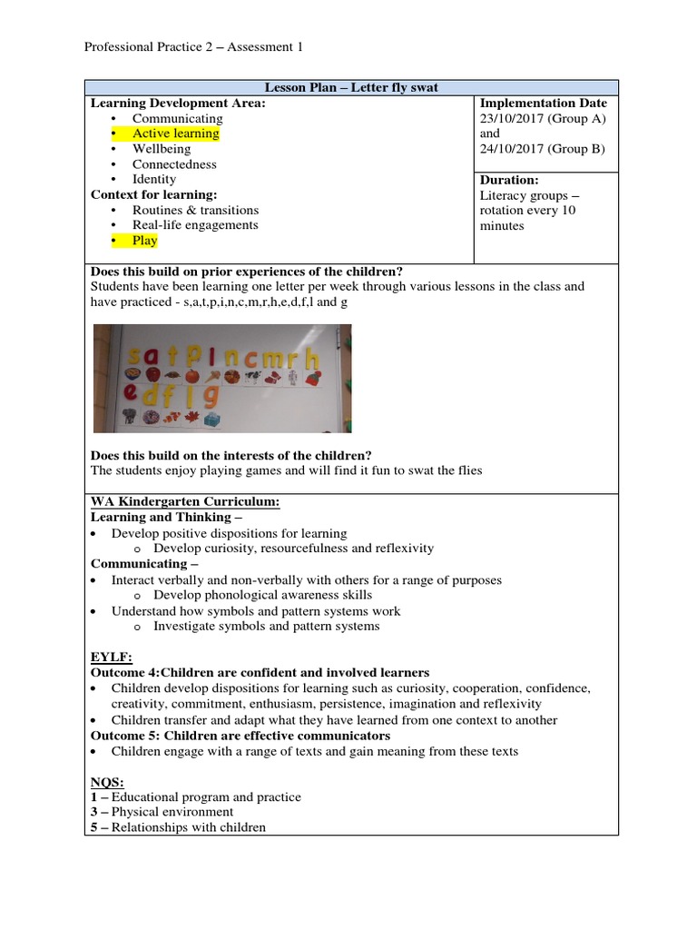 Lesson Plan - Letter Fly Swat - Block Week 1 | PDF | Educational ...