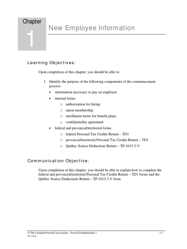 pf1 Chap 1 en Ca | PDF | Payroll | Employee Benefits