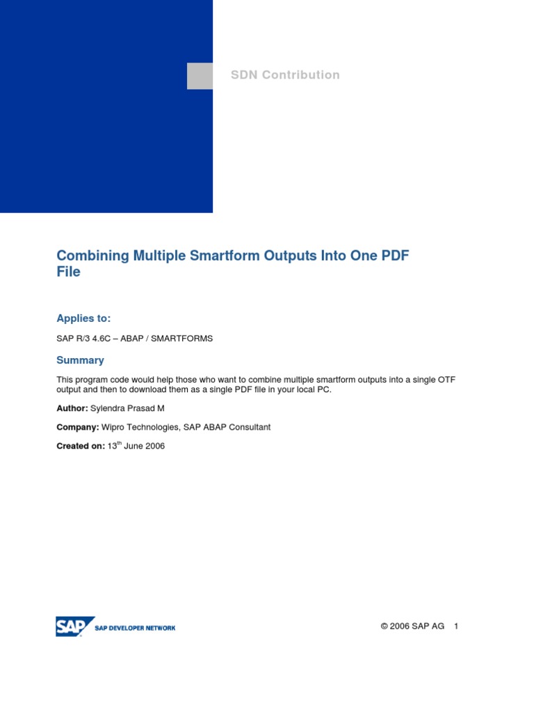 Combining Multiple Smartform Outputs Into One PDF | PDF | Parameter (Computer Programming ...