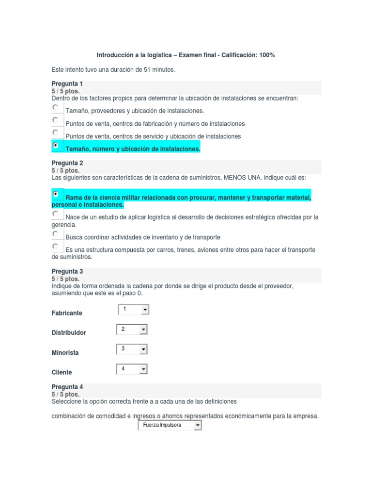 Introduccion A La Logistica Examen Parcial | PDF | Inventario | Logística