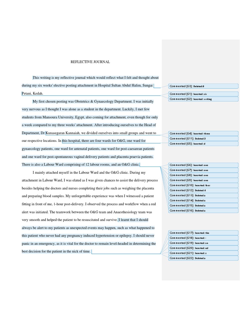 Reflective Journal | PDF | Cardiopulmonary Resuscitation | Clinical ...