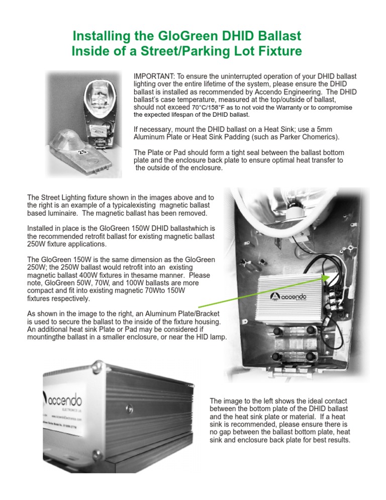 Installing The GloGreen Digital HID (DHID) Ballast Inside of A Street ...