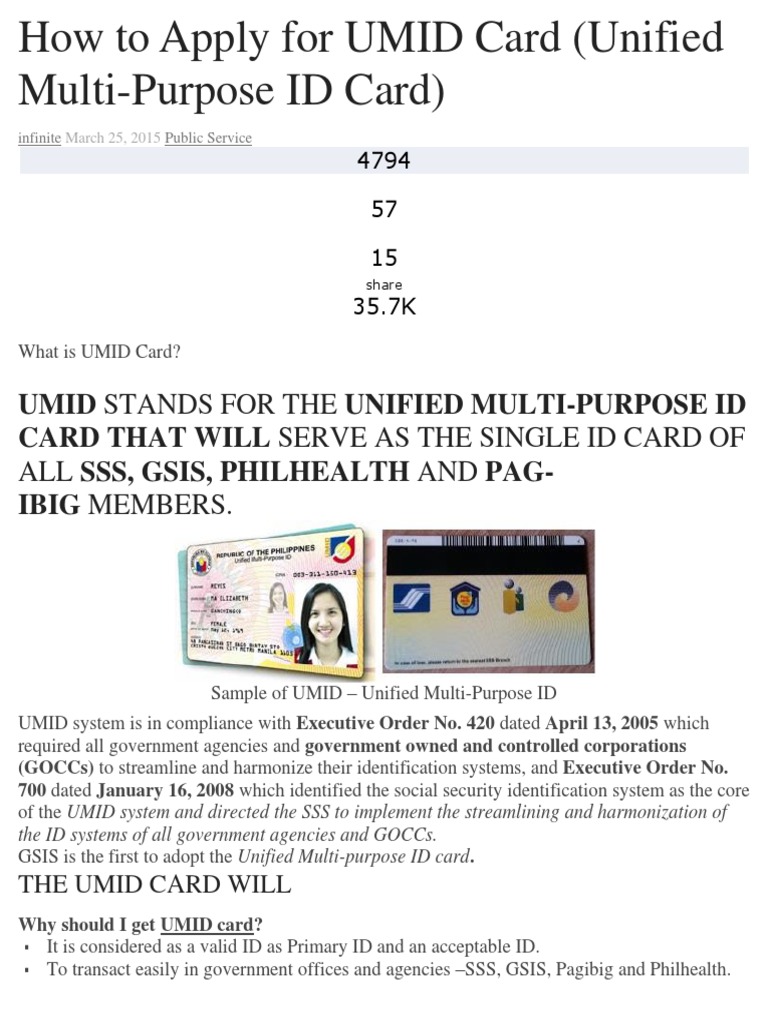 How To Apply For UMID Card | PDF | Identity Document | Official Documents